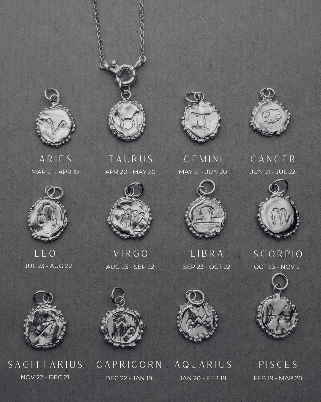 Silver zodiac sign pendants - Horoscopeaz.com